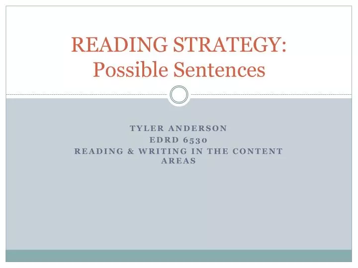 PPT - READING STRATEGY: Possible Sentences PowerPoint Presentation ...
