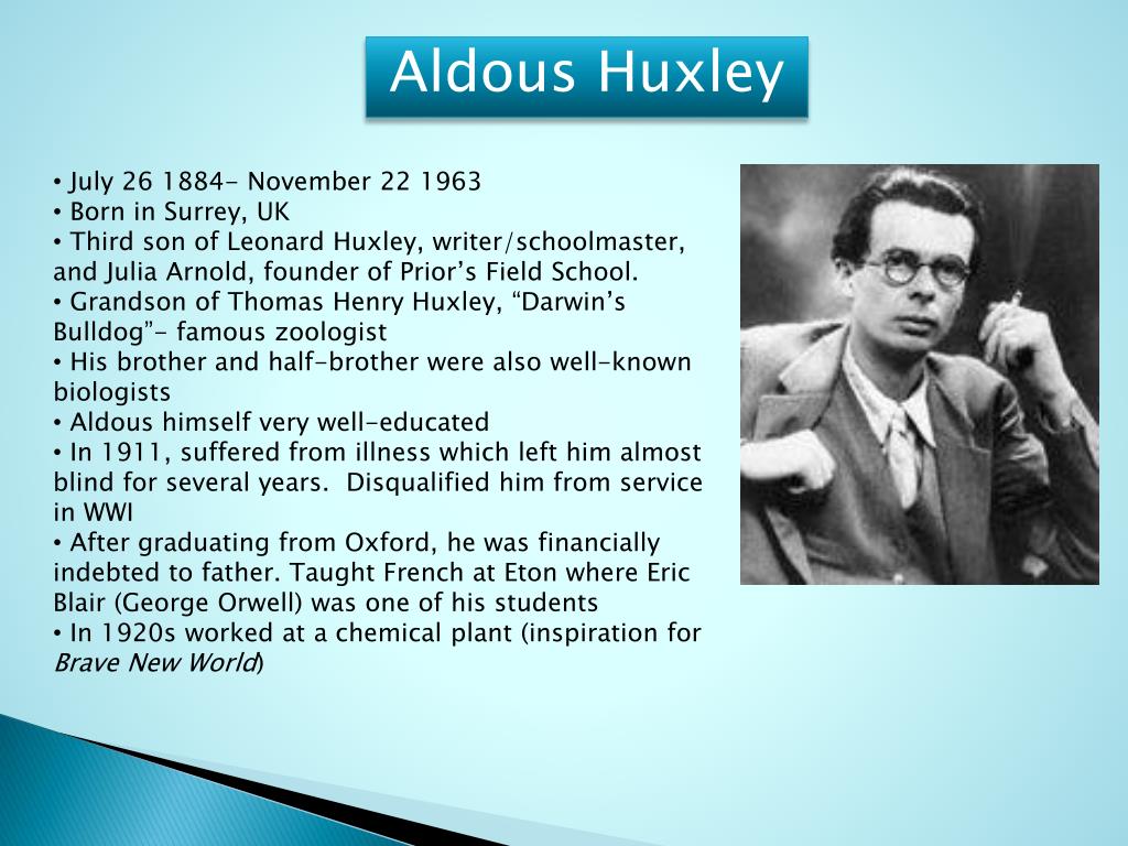 PPT - Brave New World By Aldous Huxley A presentation by Lauren Stealey ...