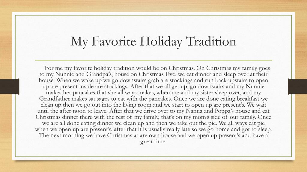 PPT - My Favorite Holiday Tradition PowerPoint Presentation, free ... PPT - My Favorite Holiday Tradition PowerPoint Presentation, free ...