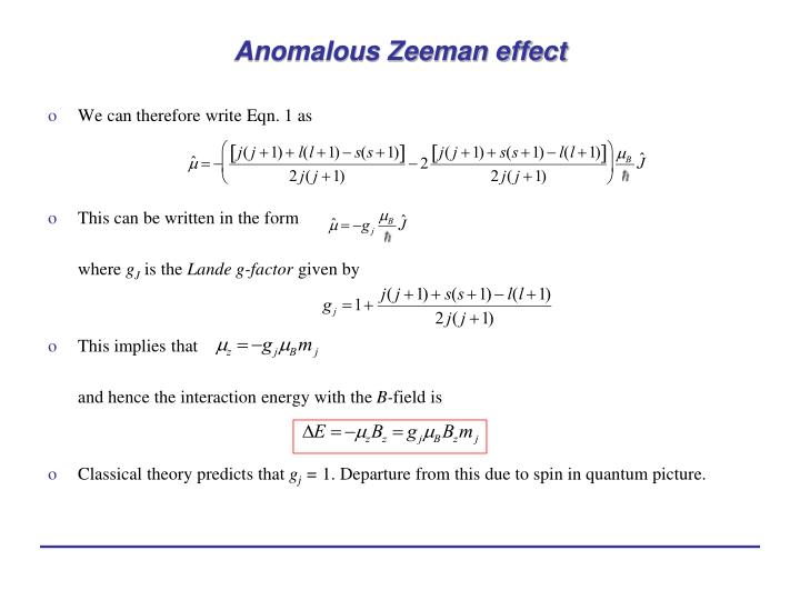 PPT - The Zeeman Effect PowerPoint Presentation - ID:1918739