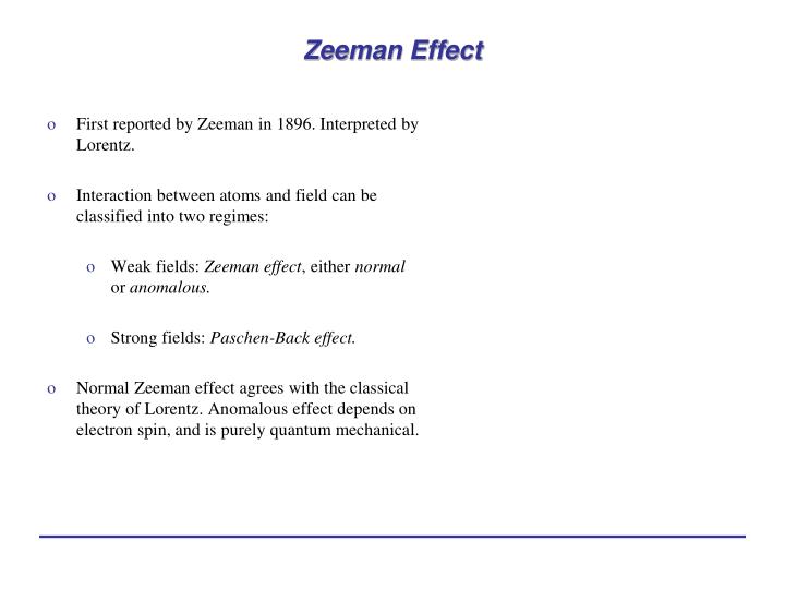 PPT - The Zeeman Effect PowerPoint Presentation - ID:1918739