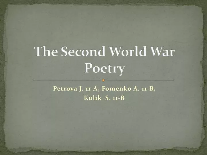 PPT - The Second World War Poetry PowerPoint Presentation, free ...