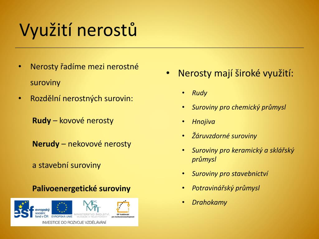 PPT - VYUŽITÍ NEROSTŮ PowerPoint Presentation, free download - ID:1920433