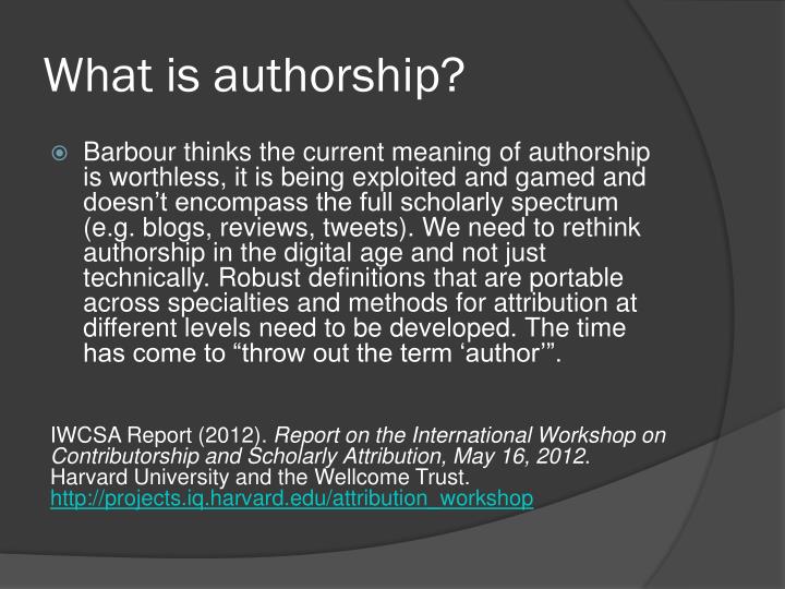 PPT - The Complexities of Authorship H eather L ea M oulaison, PhD ...