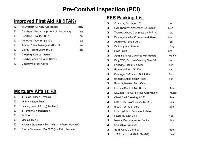 PPT - Pre-Combat Inspection (PCI) PowerPoint Presentation - ID:1926576