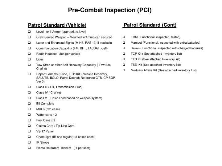 PPT - Pre-Combat Inspection (PCI) PowerPoint Presentation - ID:1926576