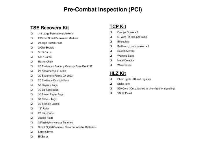 PPT - Pre-Combat Inspection (PCI) PowerPoint Presentation - ID:1926576