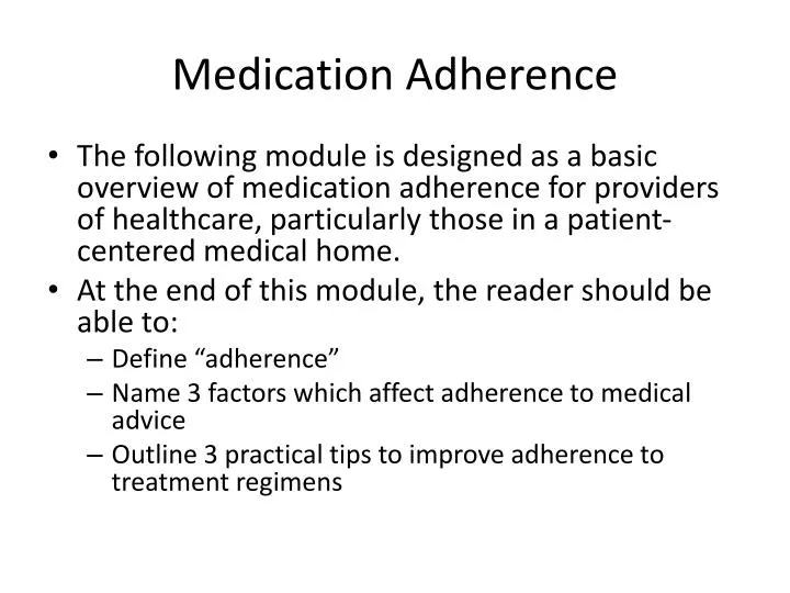 PPT - Medication Adherence PowerPoint Presentation, free download - ID ...