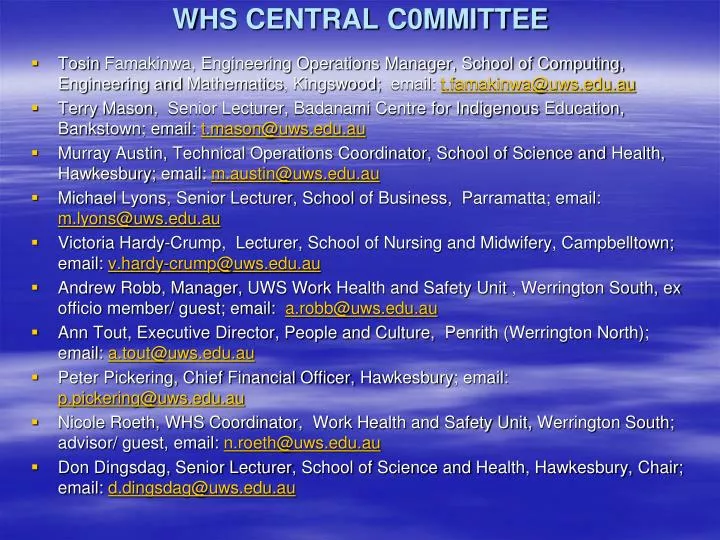 PPT - WHS CENTRAL C0MMITTEE PowerPoint Presentation, free download - ID ...