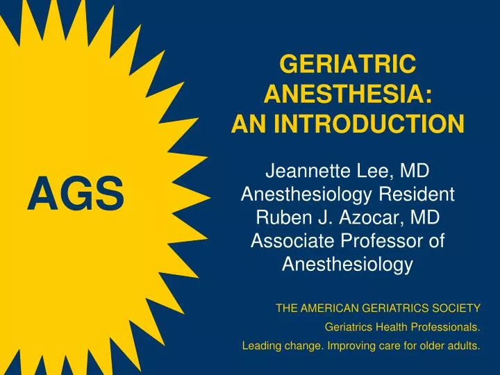 PPT - THE AMERICAN GERIATRICS SOCIETY Geriatrics Health Professionals ...