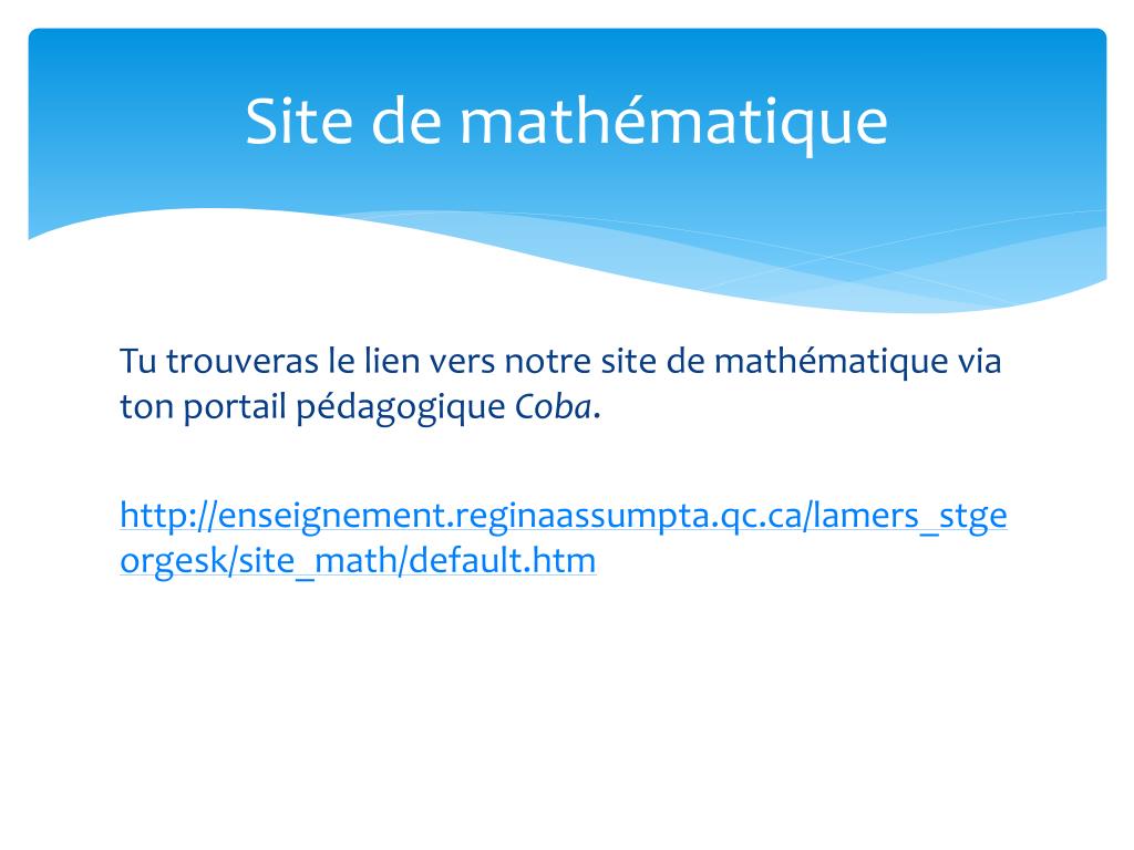 PPT - Bienvenue au cours de mathématique 3 e secondaire! PowerPoint ...