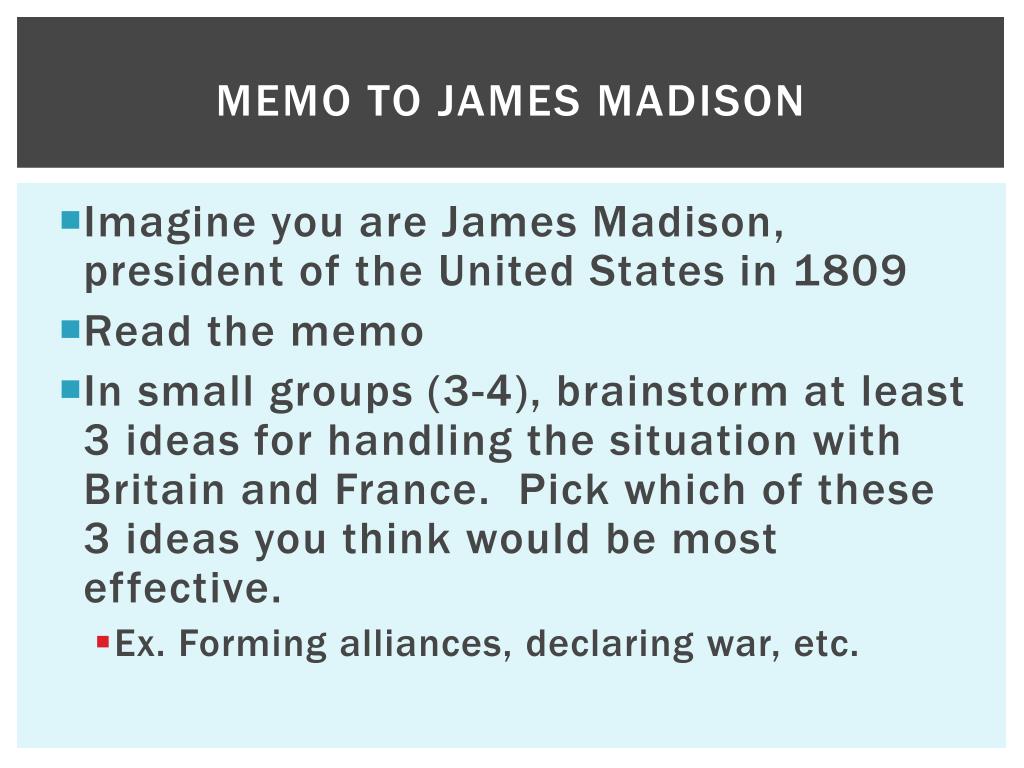 PPT - JEFFERSON, JAMES MADISON & THE WAR OF 1812 PowerPoint ...