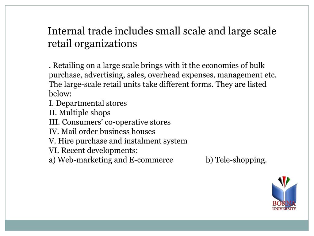PPT - INTERNAL TRADE - LARGE SCALE RETAIL ORGANISATION PowerPoint ...