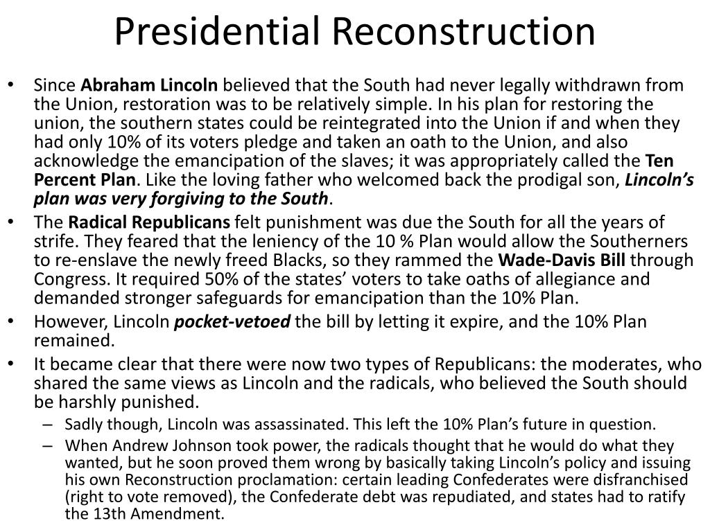 PPT - The Ordeal of Reconstruction, 1865-1877 PowerPoint Presentation ...