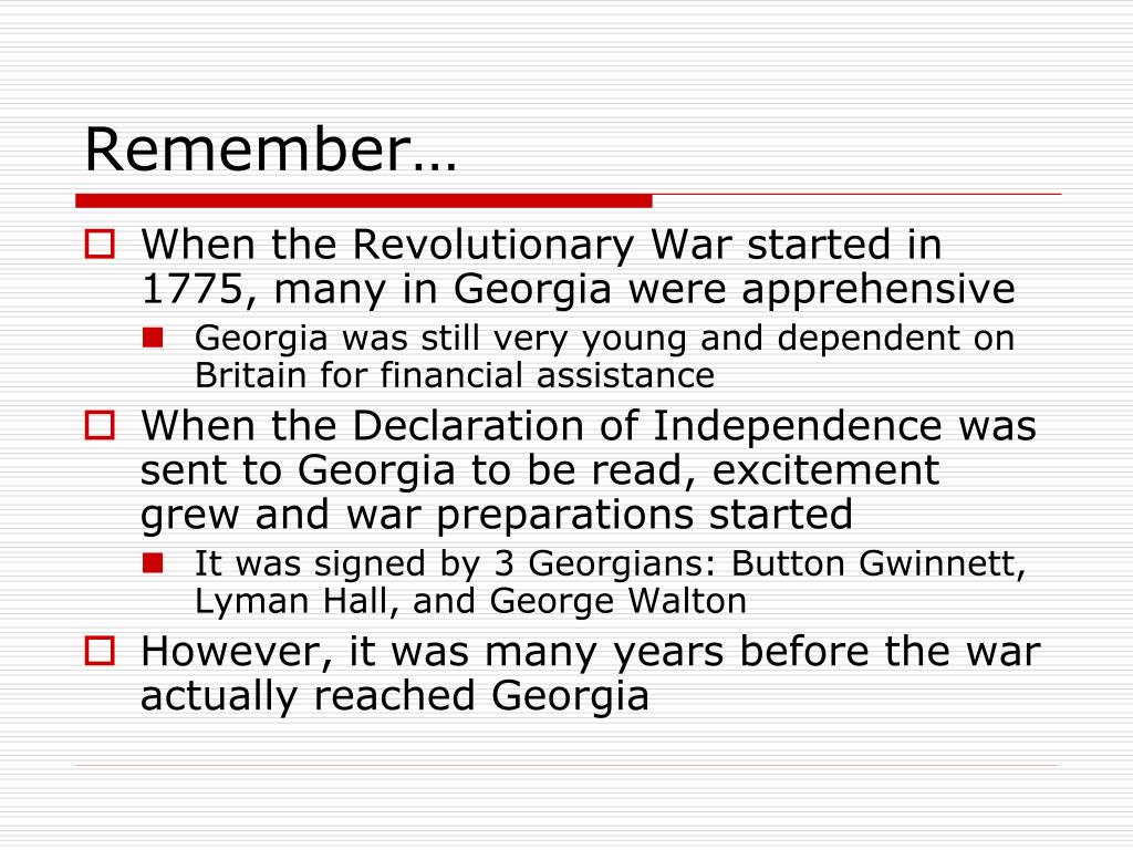 PPT - Georgia in the Revolutionary War PowerPoint Presentation, free ...