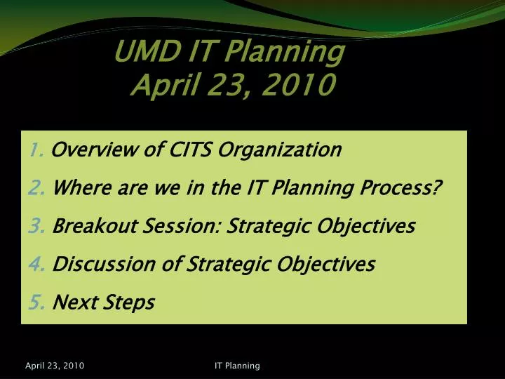 PPT - UMD IT Planning April 23, 2010 PowerPoint Presentation, free ...