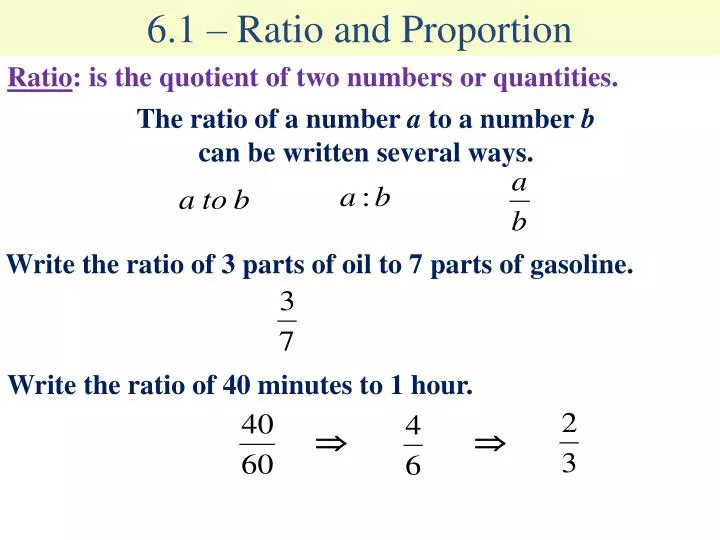 PPT - 6.1 – Ratio and Proportion PowerPoint Presentation, free download ...