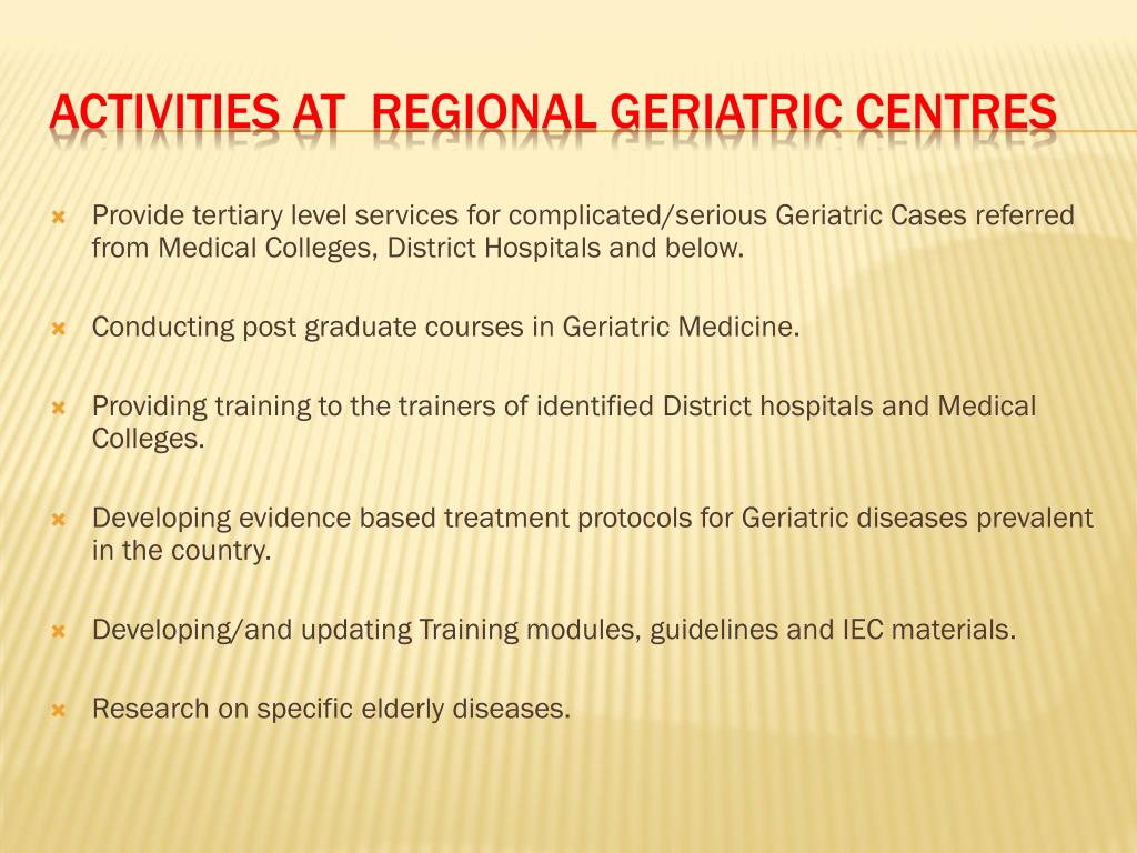 PPT - NATIONAL PROGRAMME FOR THE HEALTH CARE OF THE ELDERLY PowerPoint ...