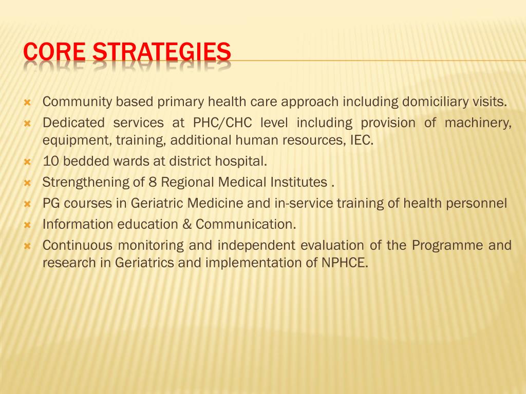 PPT - NATIONAL PROGRAMME FOR THE HEALTH CARE OF THE ELDERLY PowerPoint ...