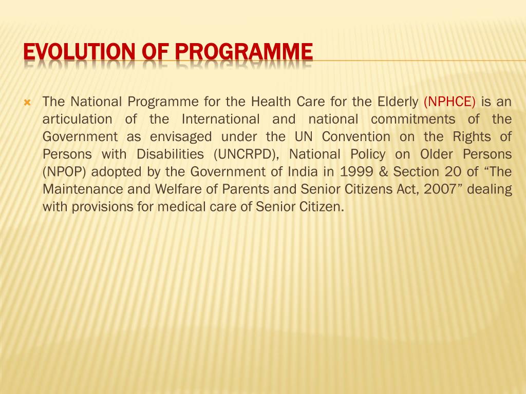 PPT - NATIONAL PROGRAMME FOR THE HEALTH CARE OF THE ELDERLY PowerPoint ...