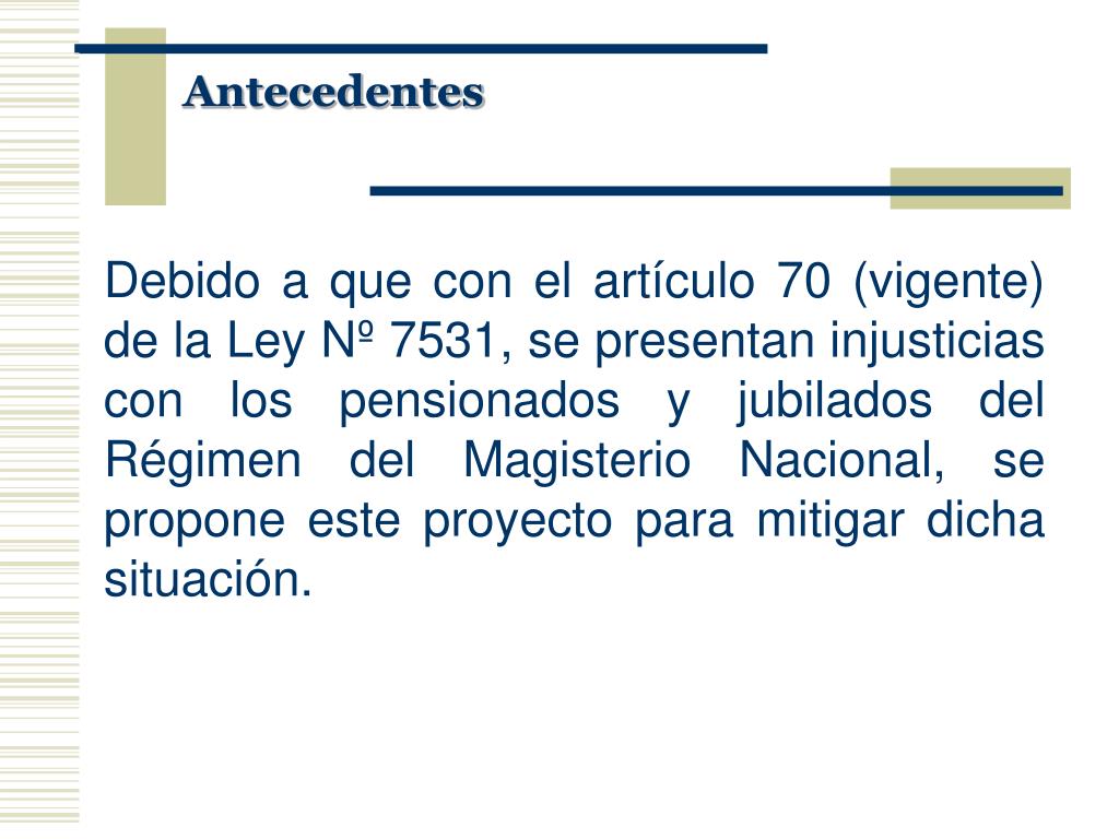 PPT - Propuesta para la reforma del Artículo 70 de la Ley Nº 7531 ...