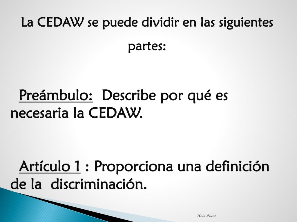 PPT - LA CEDAW Y SU IMPORTANCIA POR ALDA FACIO PowerPoint Presentation ...