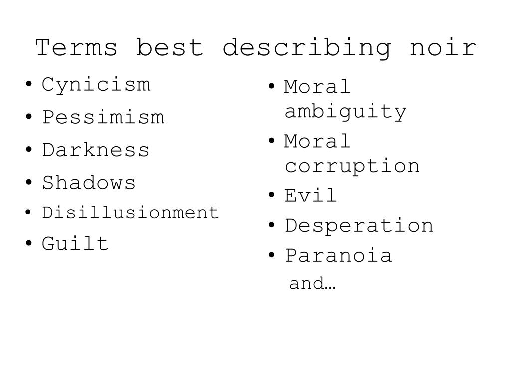 PPT - Film Noir and Hardboiled Detective Fiction PowerPoint ...