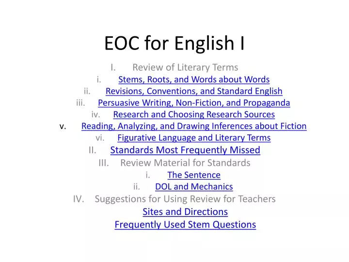 PPT - EOC for English I PowerPoint Presentation, free download - ID:1941564
