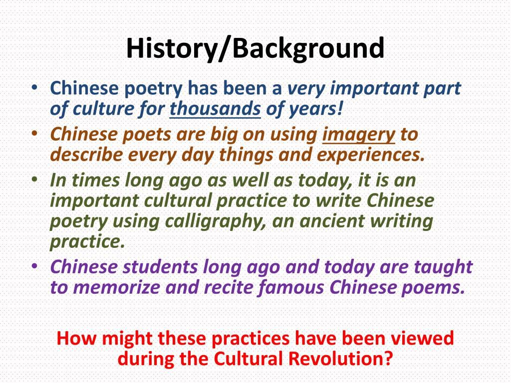 PPT - CHINESE POETRY How are poetic elements like imagery used in ...