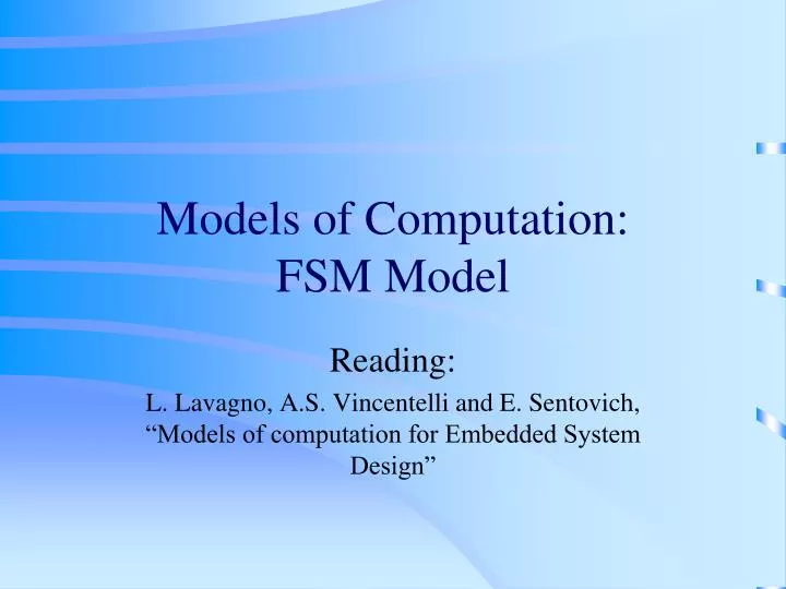 PPT - Models of Computation: FSM Model PowerPoint Presentation, free download - ID:1945527