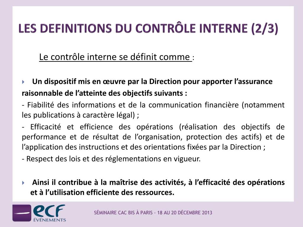 PPT - EVALUATION DU CONTRÔLE INTERNE POUR APPRECIER LE RISQUE D’AUDIT ...