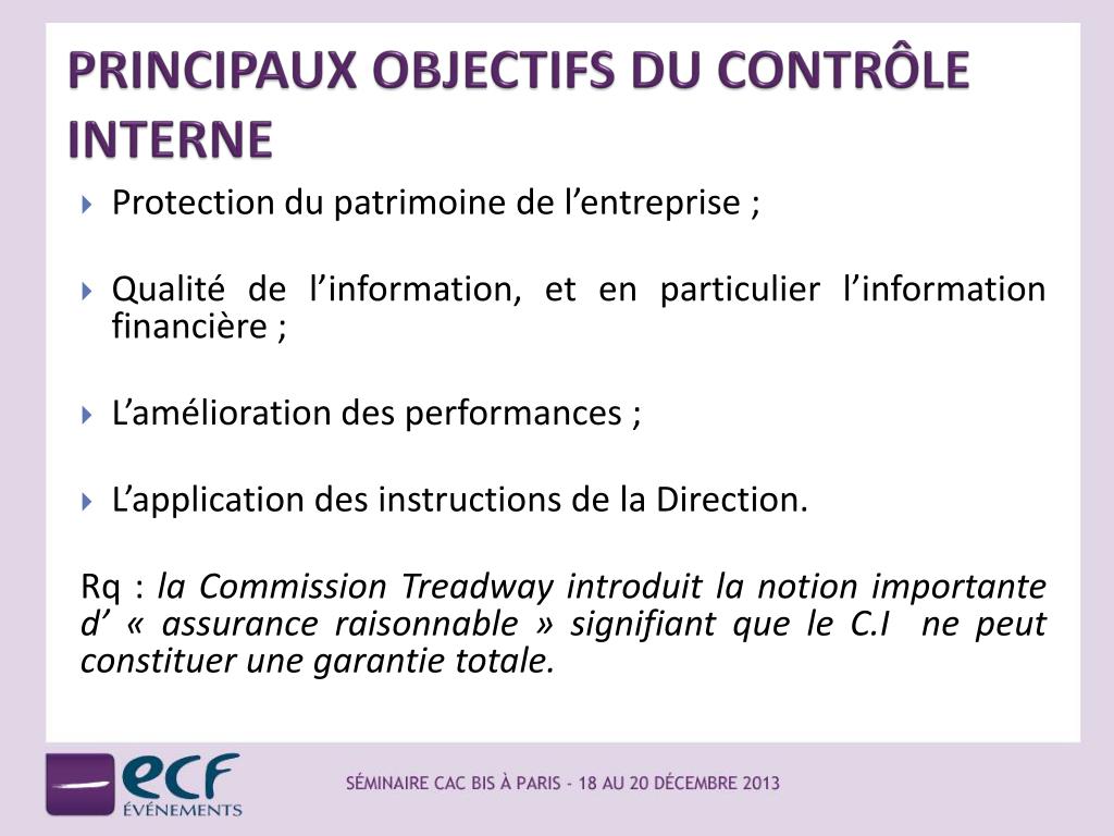 PPT - EVALUATION DU CONTRÔLE INTERNE POUR APPRECIER LE RISQUE D’AUDIT ...