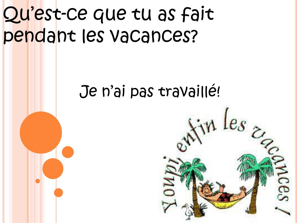 PPT - Qu’est-ce que tu as fait pendant les vacances? PowerPoint ...