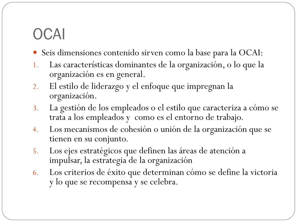 PPT - OCAI: Organizational Culture Assessment Instrument PowerPoint ...