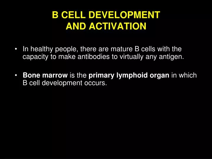 PPT - B CELL DEVELOPMENT AND ACTIVATION PowerPoint Presentation, free ...