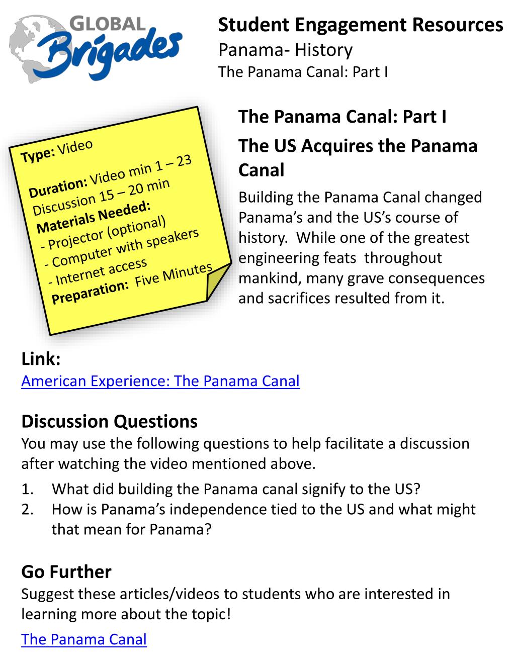 PPT - Student Engagement Resources Panama- History The Panama Canal ...