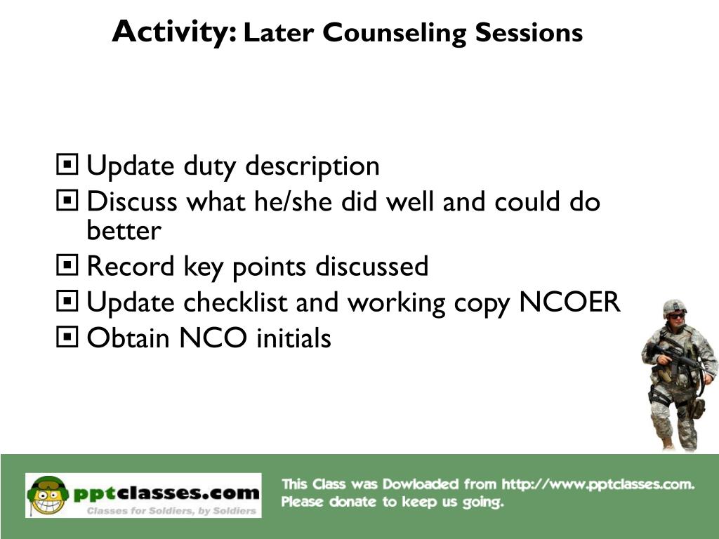 PPT - Noncommissioned Officer Evaluation Report (NCOER) Counseling ...