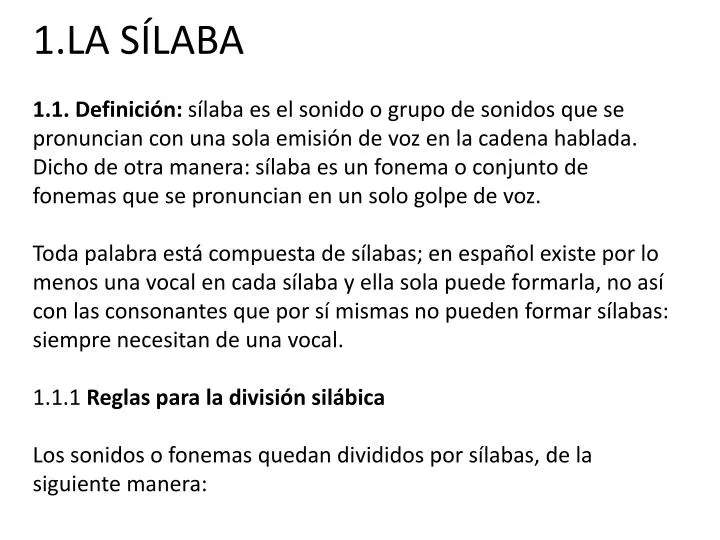 PPT - LA SÍLABA PowerPoint Presentation, free download - ID:1950155