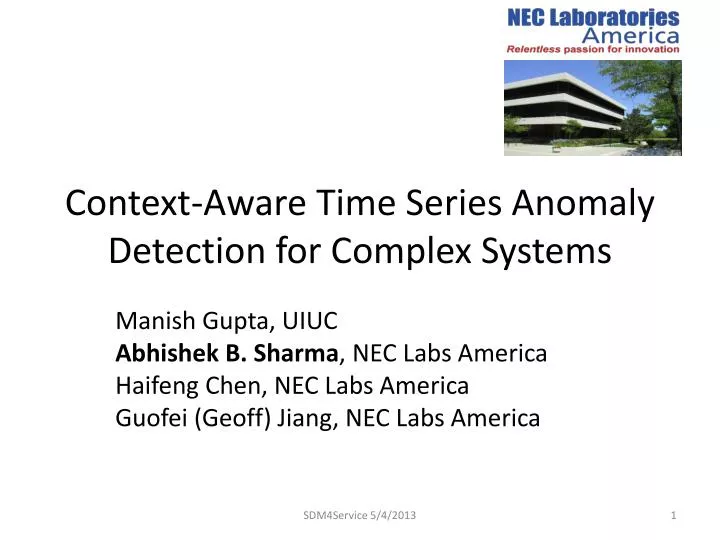 Ppt Context Aware Time Series Anomaly Detection For Complex Systems Powerpoint Presentation 