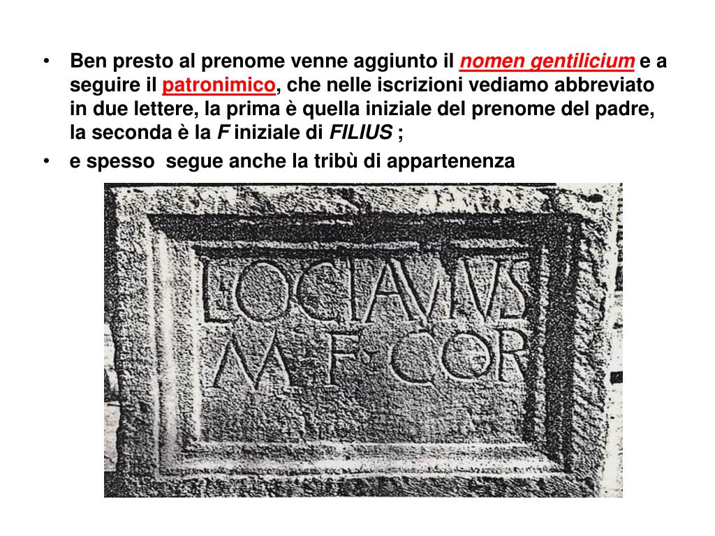 PPT - Cenni sull’onomastica presso i Romani PowerPoint Presentation ...