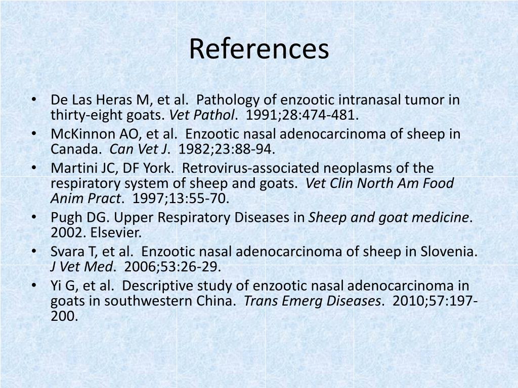 PPT - Sugar Furr Acc 142056 Enzootic Nasal Adenocarcinoma of Small ...