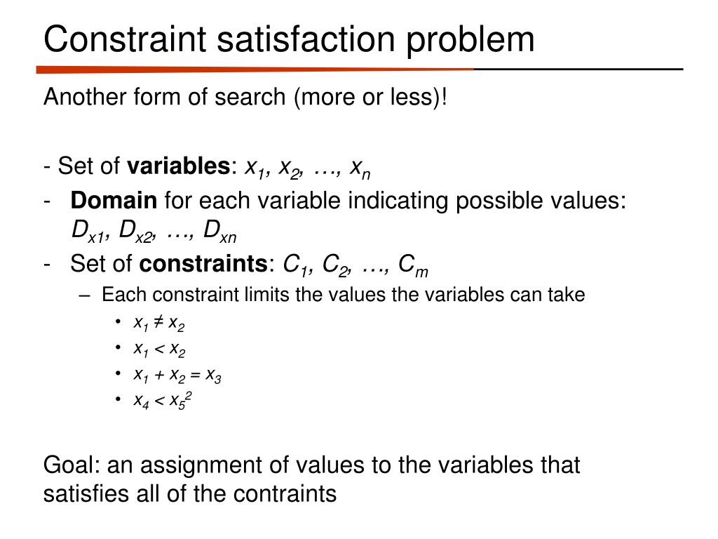 PPT - Constraint Satisfaction Problems ( CSPs ) PowerPoint Presentation ... PPT - Constraint Satisfaction Problems ( CSPs ) PowerPoint Presentation ...