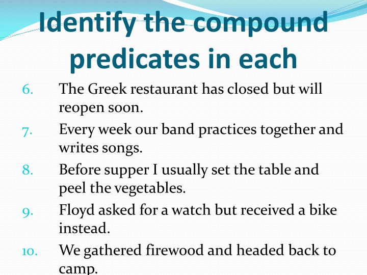 PPT - Compound subjects and compound predicates PowerPoint Presentation ...