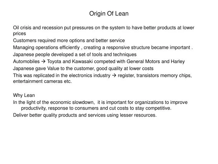 PPT - Origin Of Lean PowerPoint Presentation, free download - ID:1954974