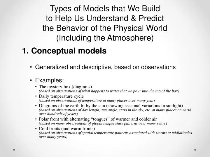 PPT - Conceptual models Generalized and descriptive, based on ...