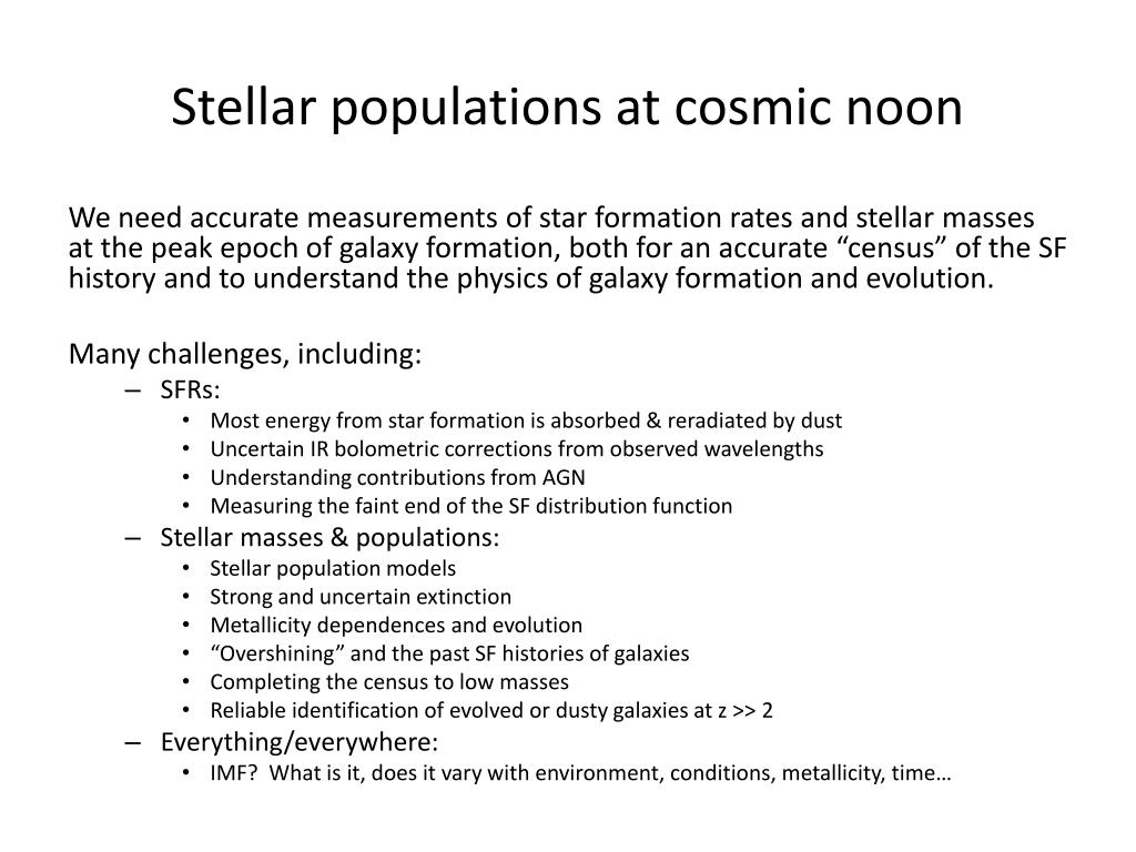 PPT - Star formation and stellar populations at the peak era of galaxy ...