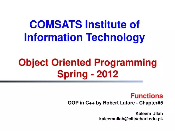 Ppt Object Oriented Programming Spring 2012 Powerpoint Presentation