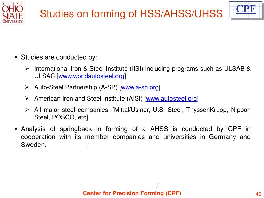 PPT - Forming of High Strength Steels (HSS & A/UHSS) in the Automotive ...