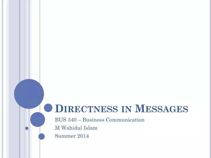 PPT - Directness in Messages PowerPoint Presentation, free download ...