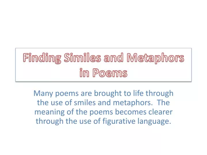 Simile And Metaphor Poems